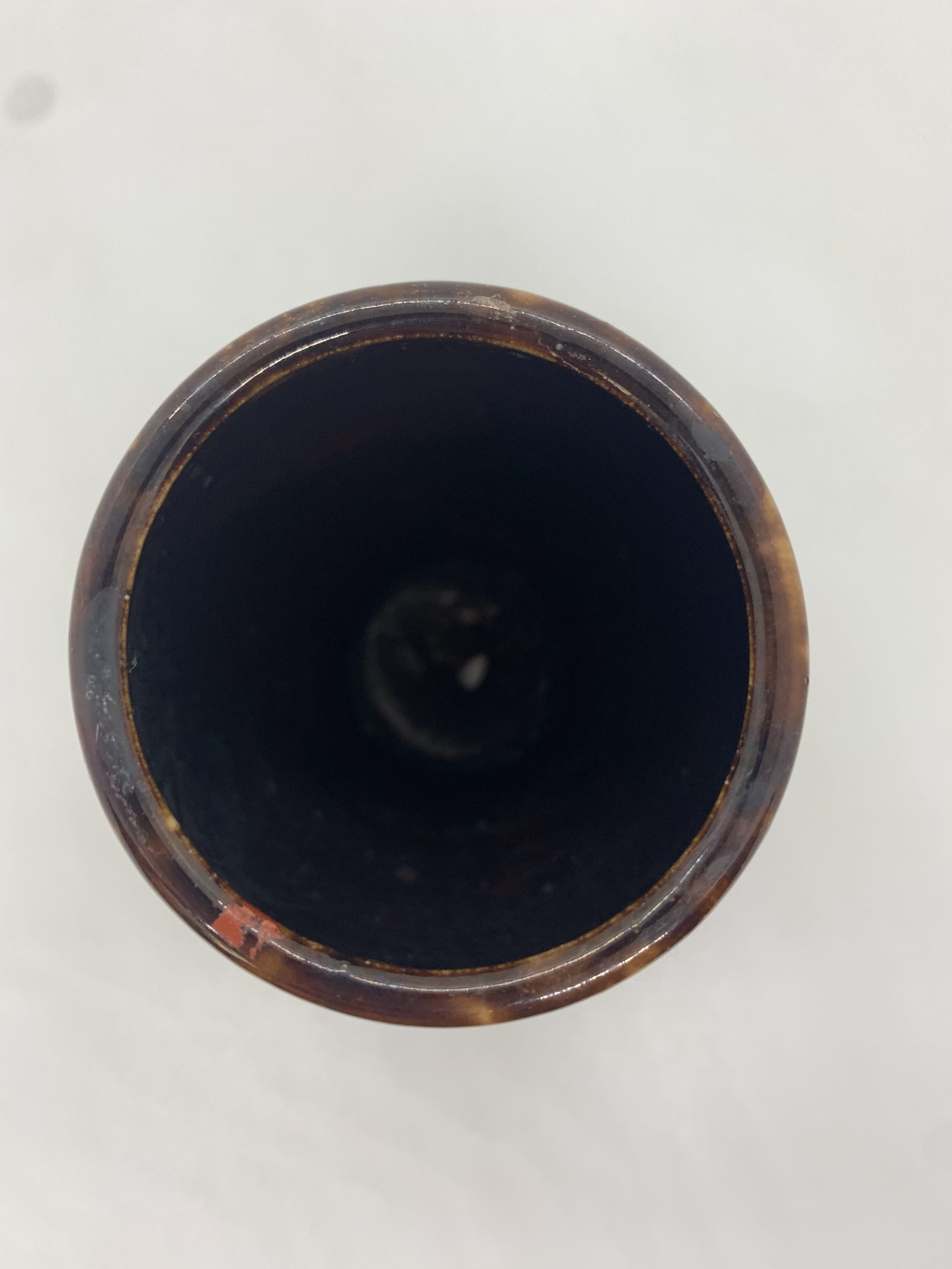 Vintage Brown Drip Glaze Barrel Vase 14cm - Vintage Keepsakes