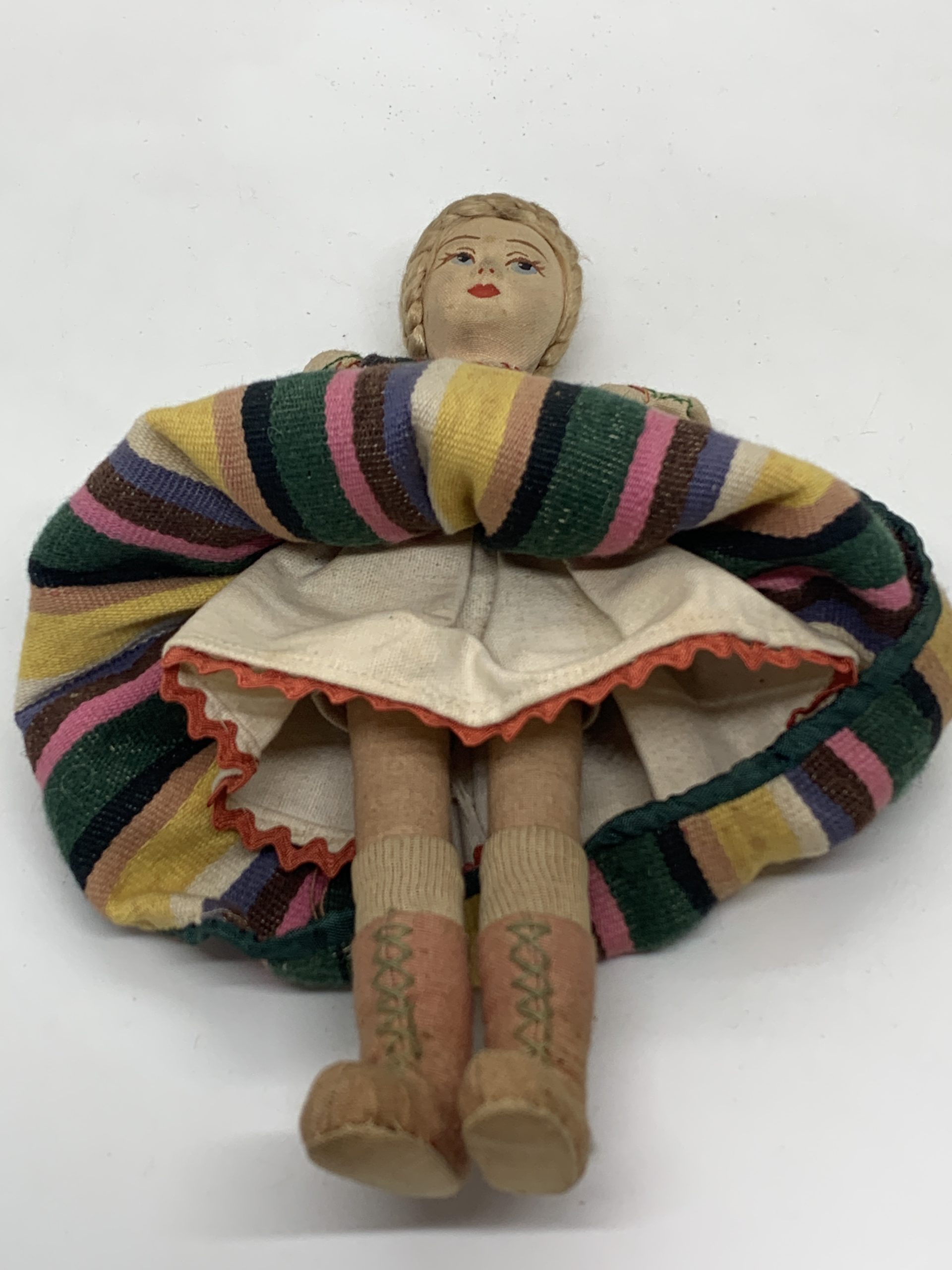 Folk Art Fabric Doll 21cm - Vintage Keepsakes