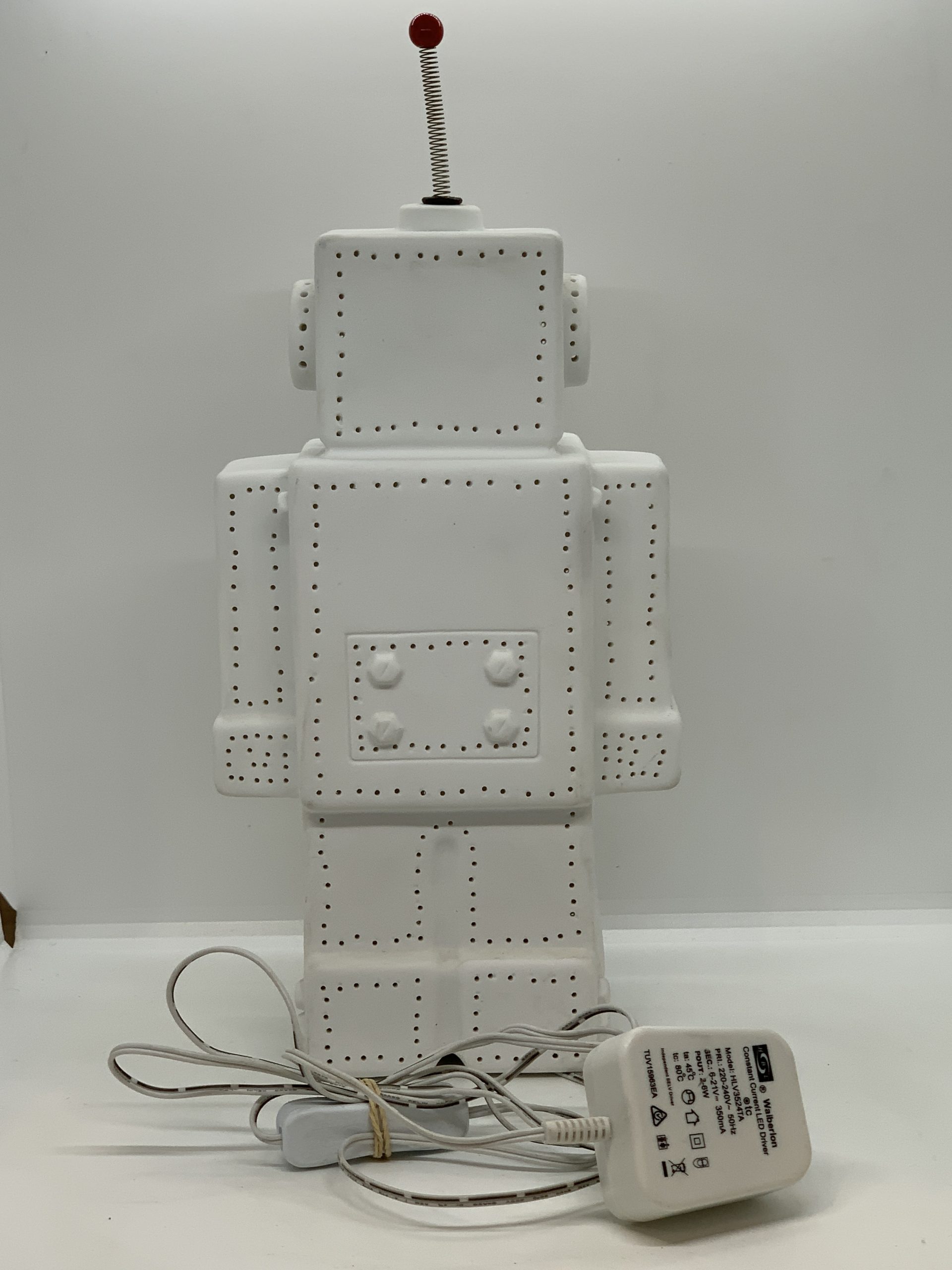 White Robot Form Ceramic Lamp 31cm (working) - Vintage Keepsakes