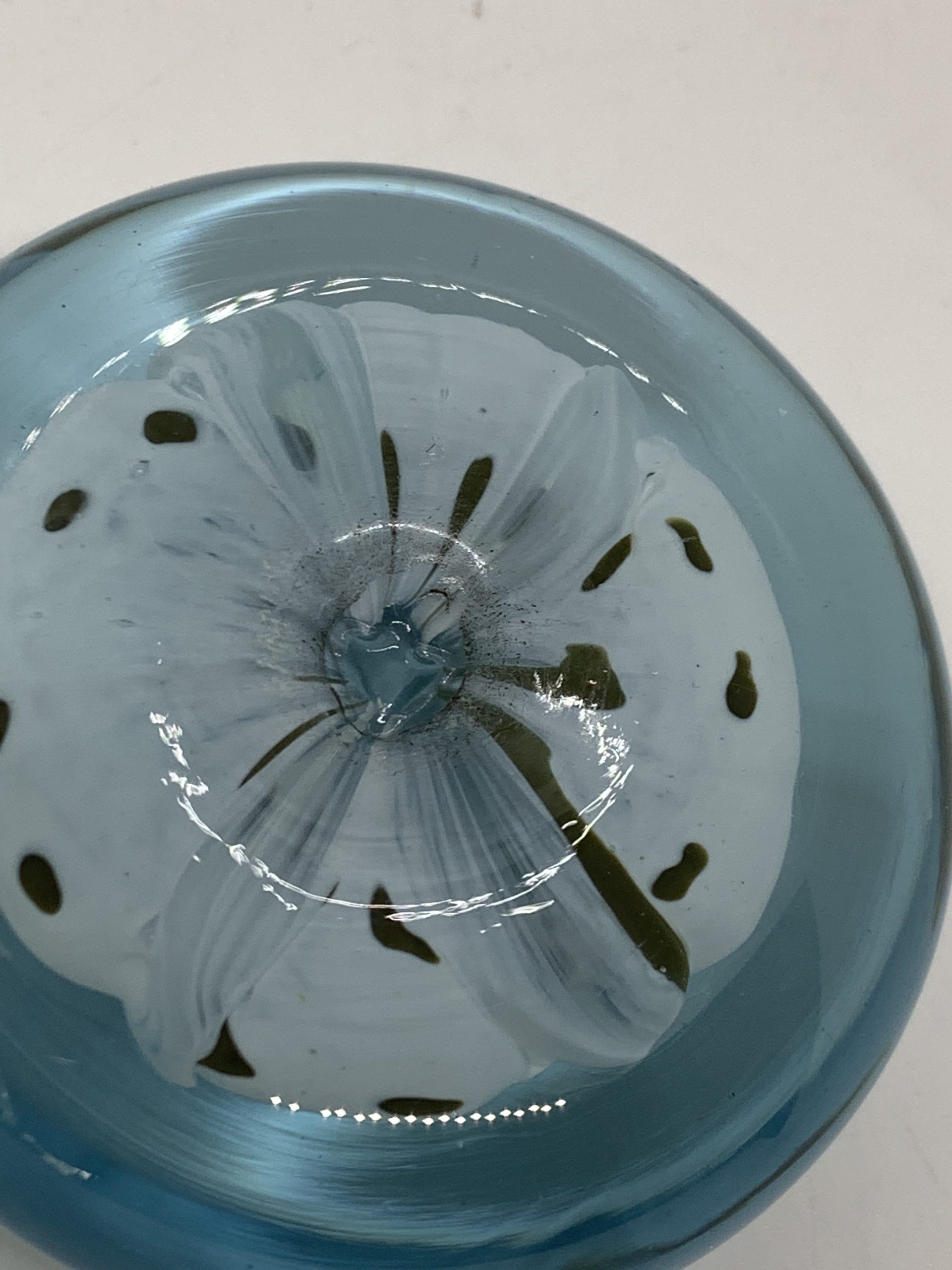 Ian Johnstone Flat Glass Round Paperweight 7cm wide - Vintage Keepsakes