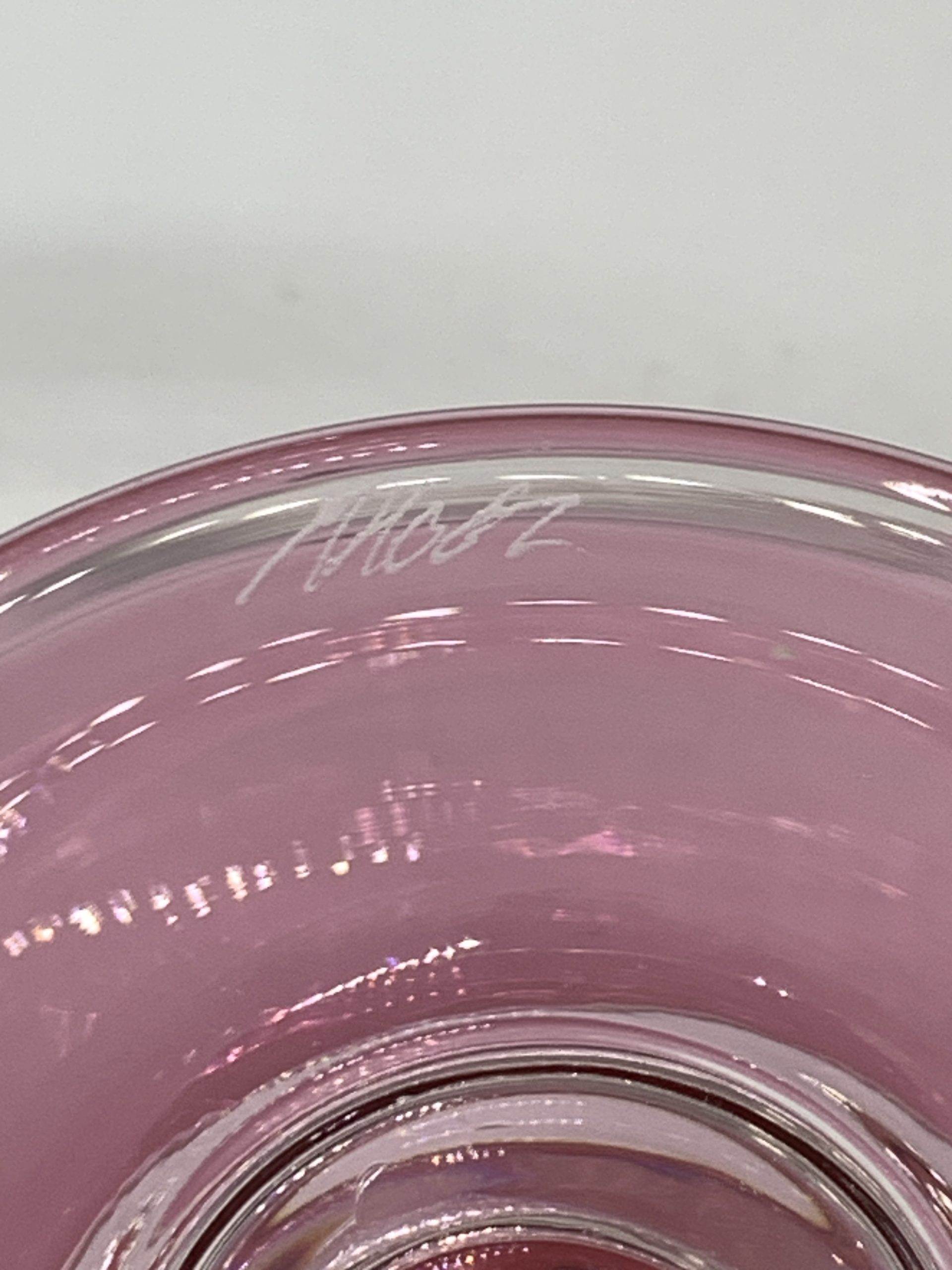 Michael Hook Art Glass Footed Bowl 14cm wide (signed) - Vintage Keepsakes