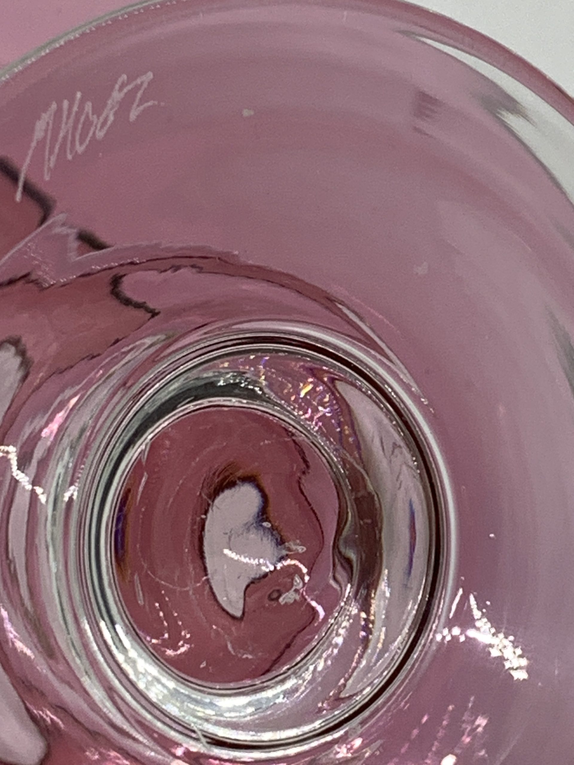 Michael Hook Art Glass Footed Bowl 14cm wide (signed) - Vintage Keepsakes