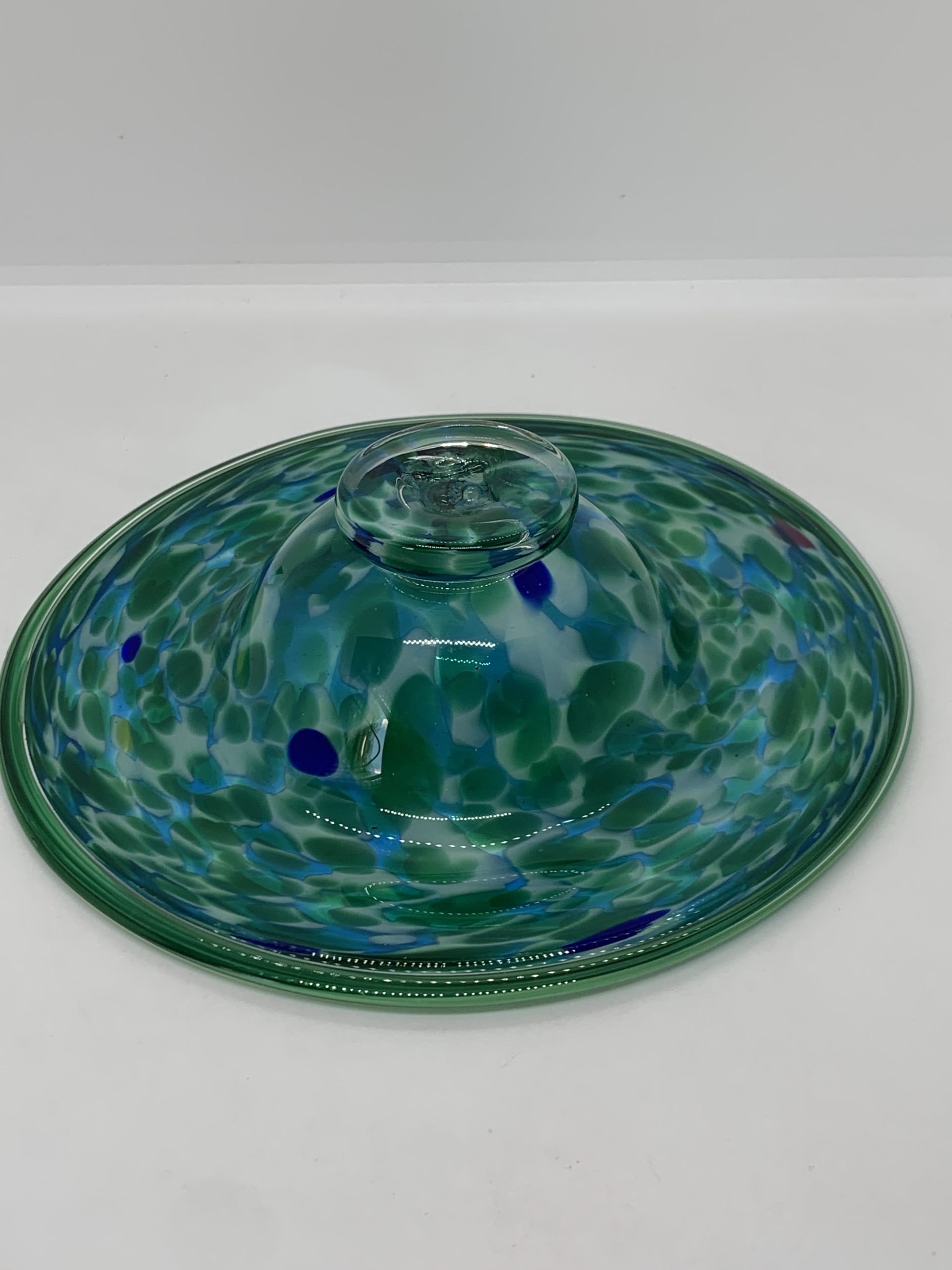 Gordon Studio (likely) Art Glass Blue Bowl 20cm wide - Vintage Keepsakes