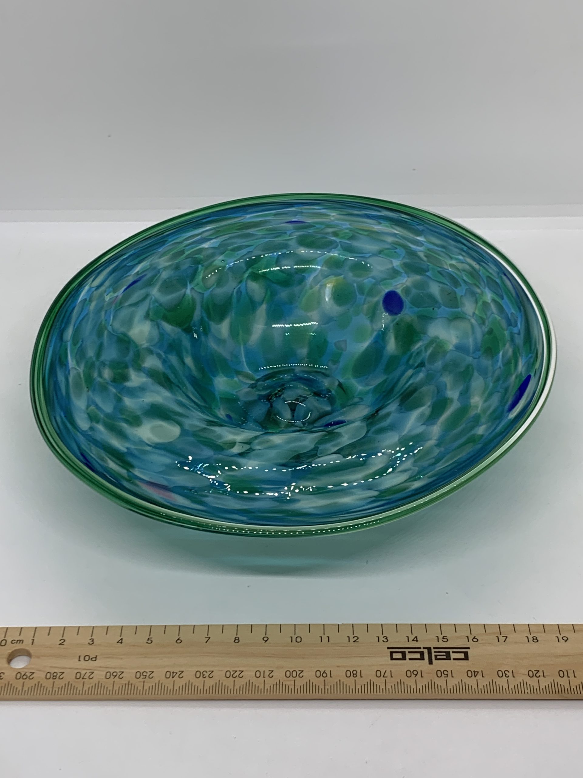 Gordon Studio (likely) Art Glass Blue Bowl 20cm wide - Vintage Keepsakes