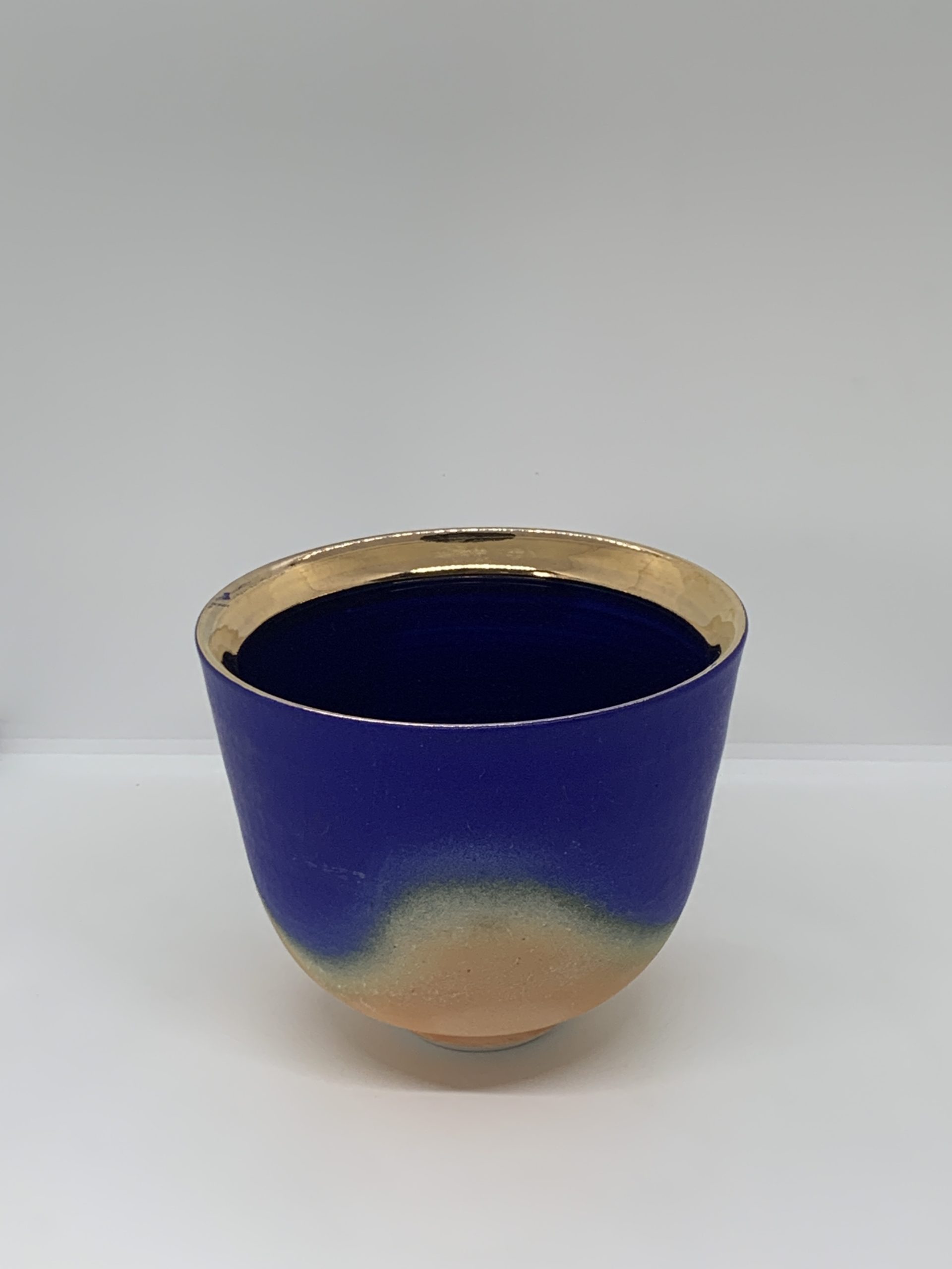 Zsolt Faludi Blue Skyline Pottery Bowl with Gilt Edge 13cm high ...