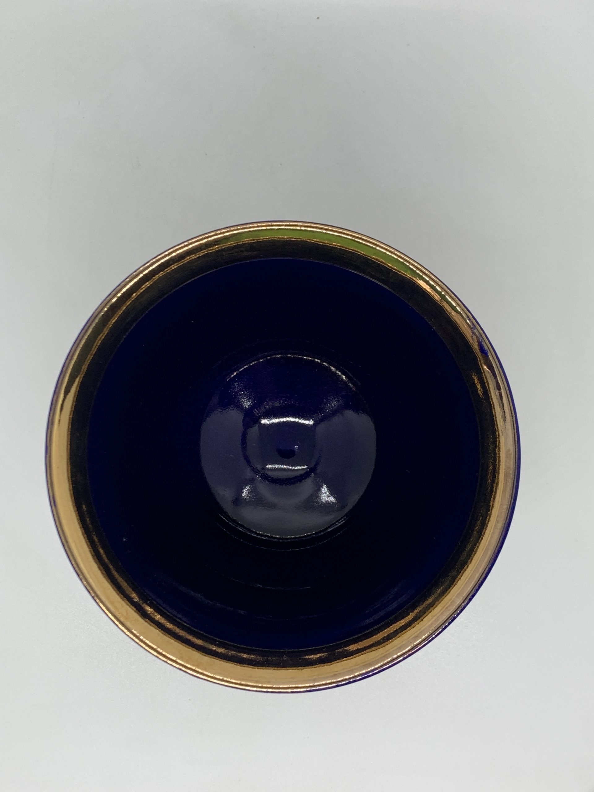 Zsolt Faludi Blue Skyline Pottery Bowl with Gilt Edge 13cm high ...