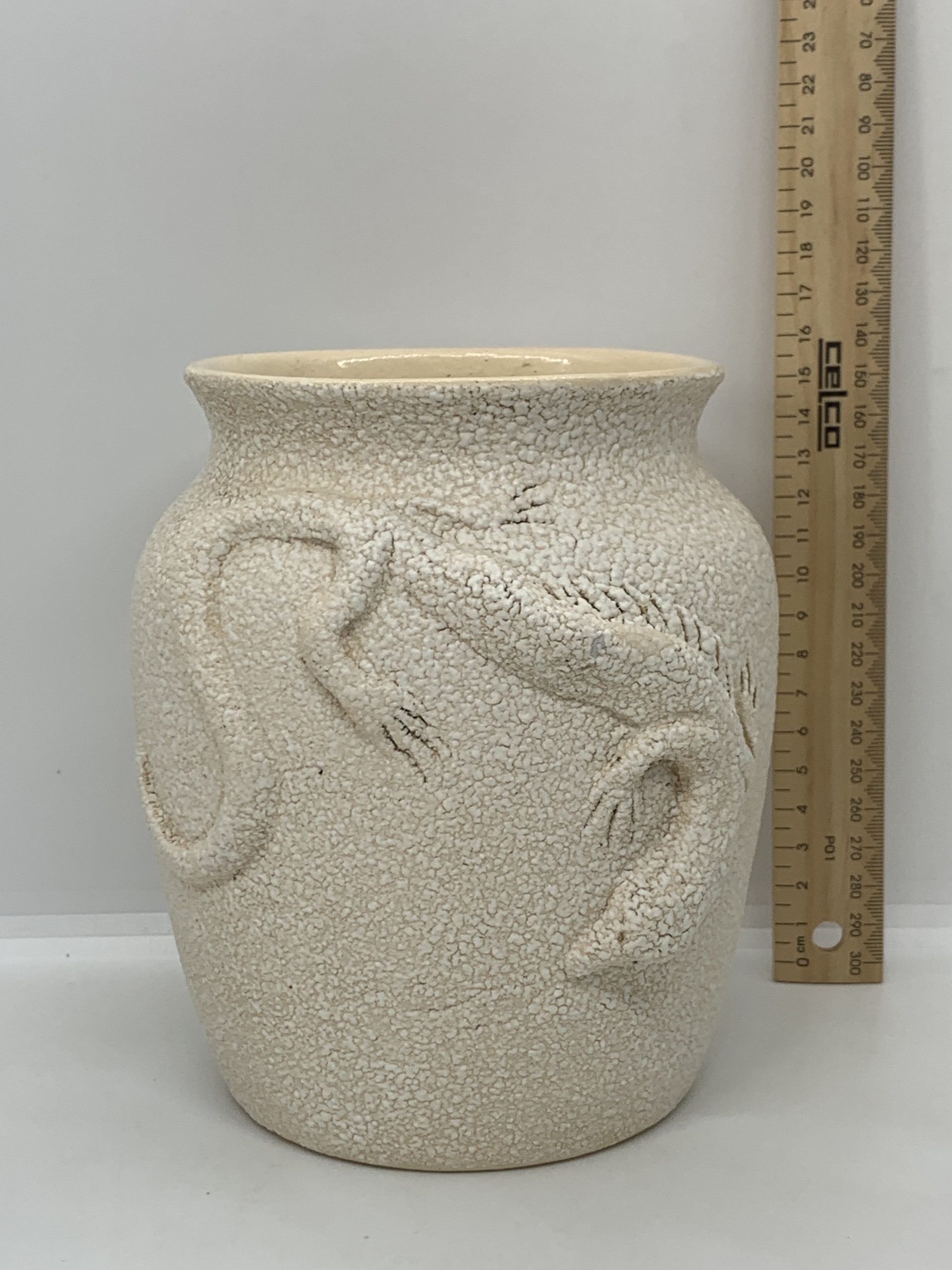 Eric Juckert White Splatter Glaze Pottery Lizard Vase 16cm - Vintage ...