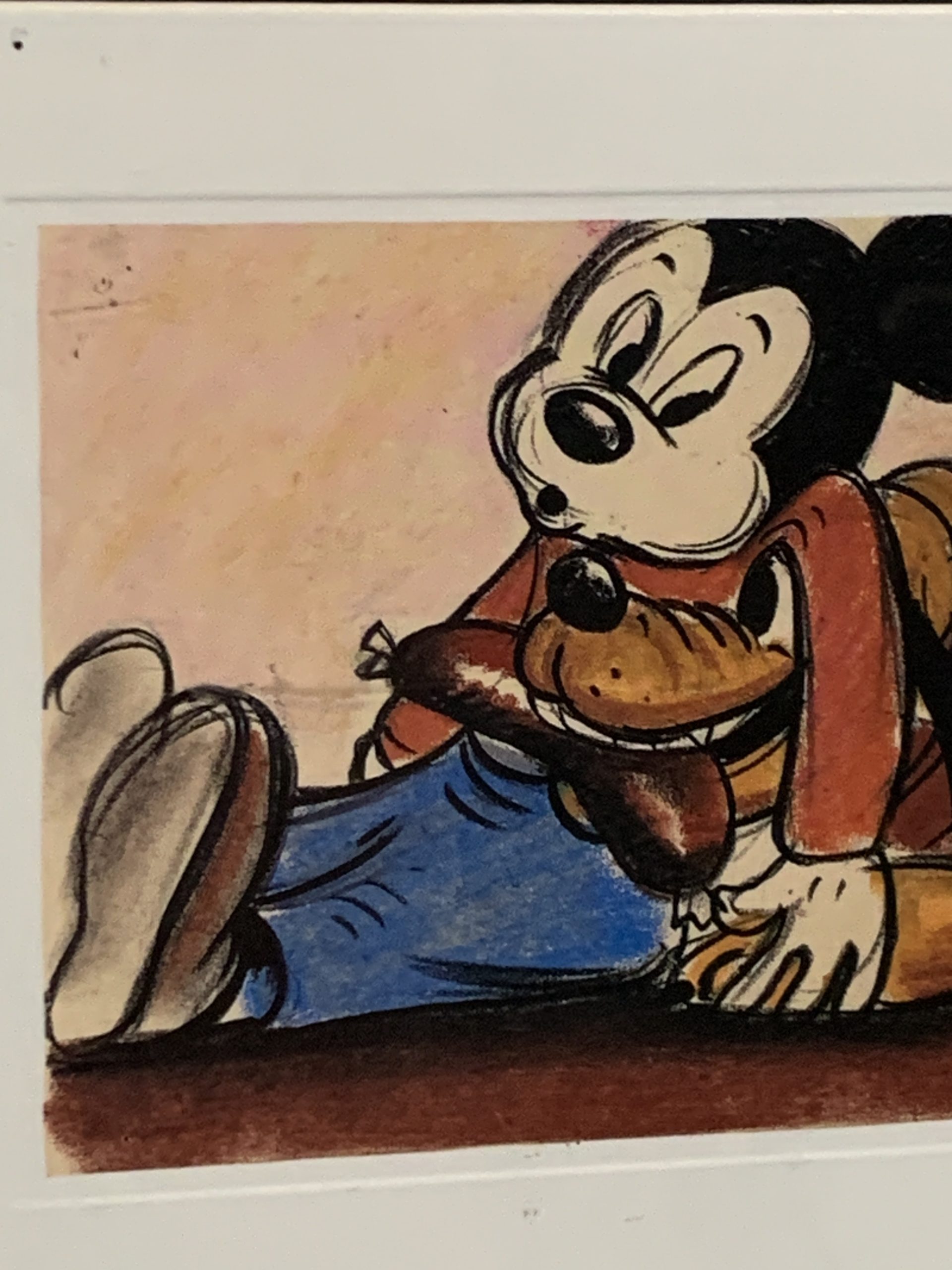 Mickey Mouse Double Lithograph Framed 42x32cm - Vintage Keepsakes