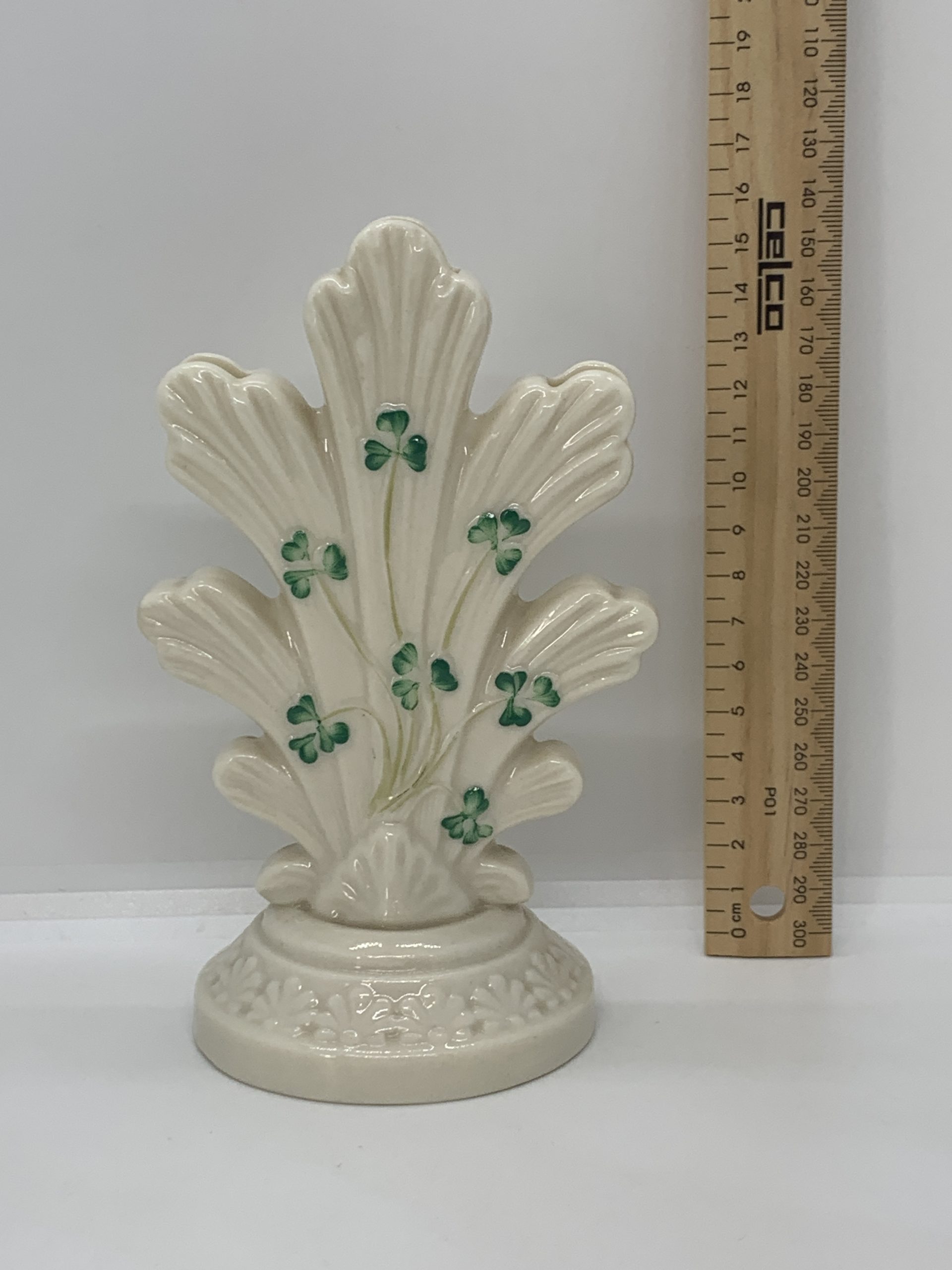 Belleek Tree Shamrock Honeysuckle Vase 16cm - Vintage Keepsakes