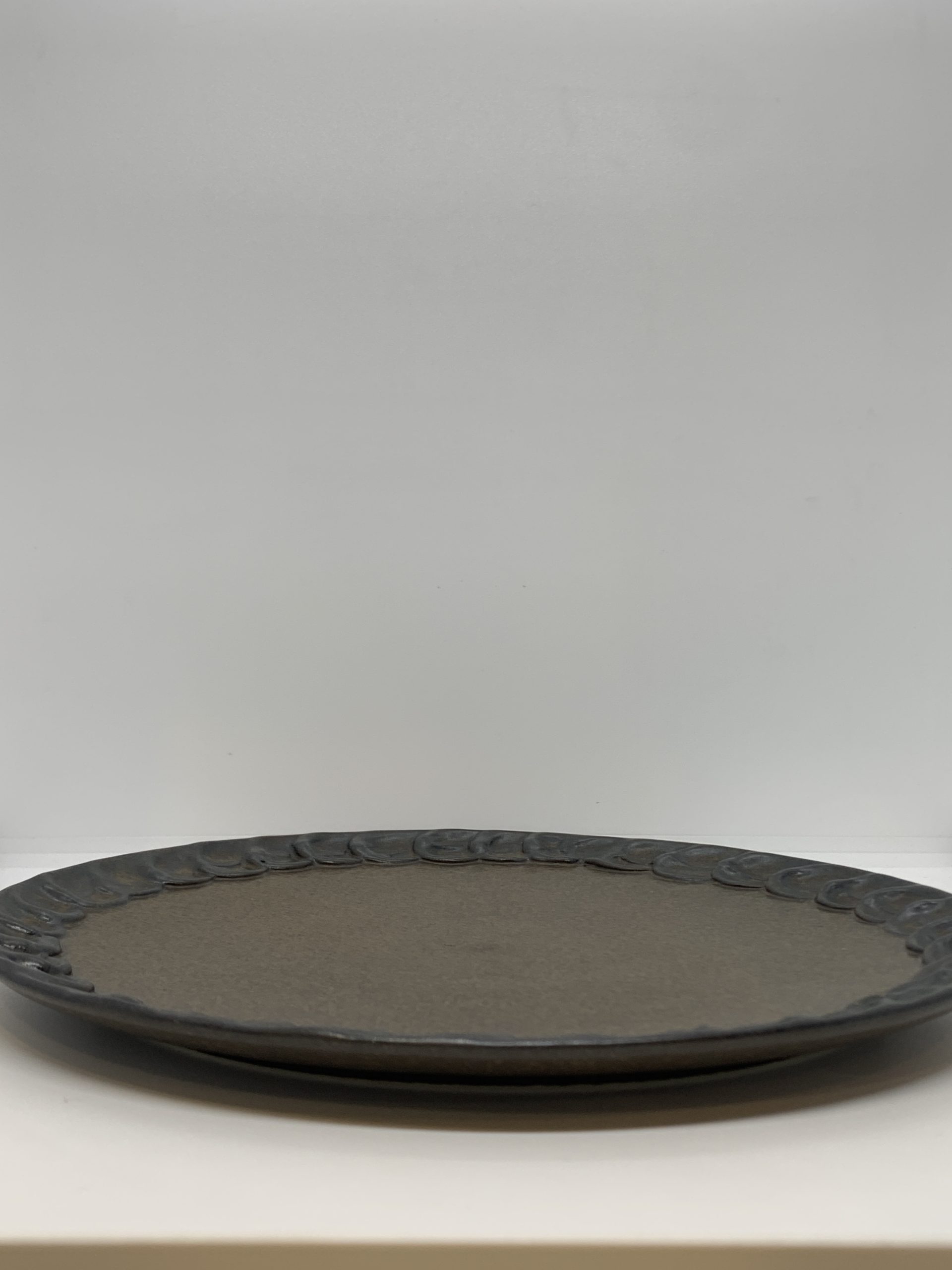 Vagn Nykel Pottery Round Brown Plate 29cm - Vintage Keepsakes
