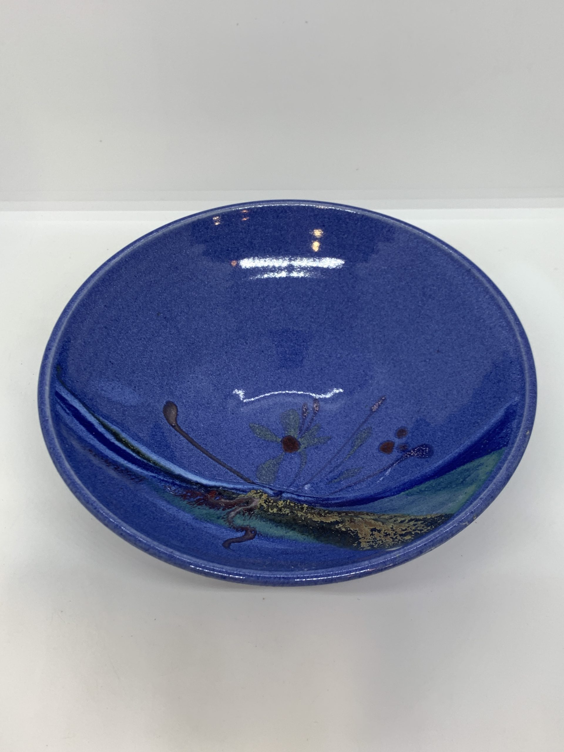 One Tree Hill Pottery Blue Bowl 20cm wide - Vintage Keepsakes