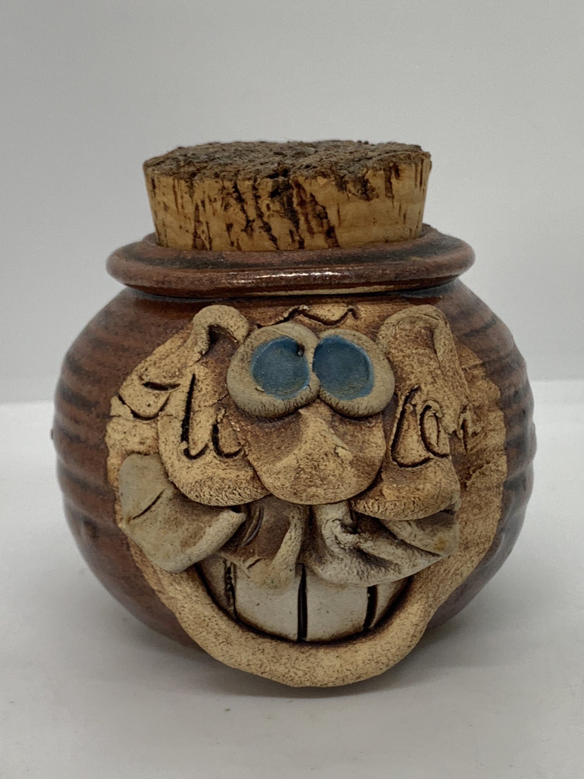 Set of Six Funny Face Canisters with Cork Lids 6cm high - Vintage Keepsakes