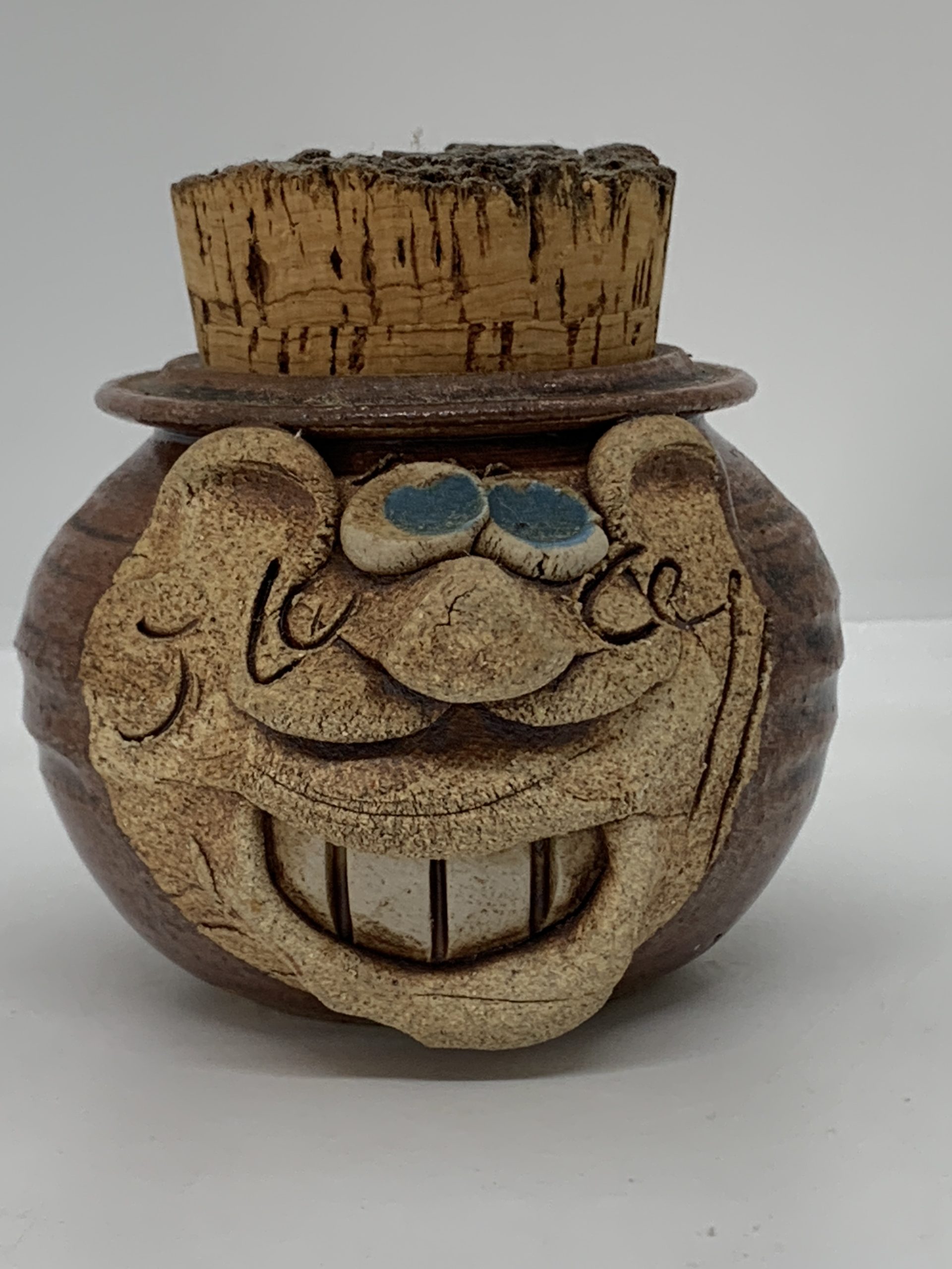Set of Six Funny Face Canisters with Cork Lids 6cm high - Vintage Keepsakes